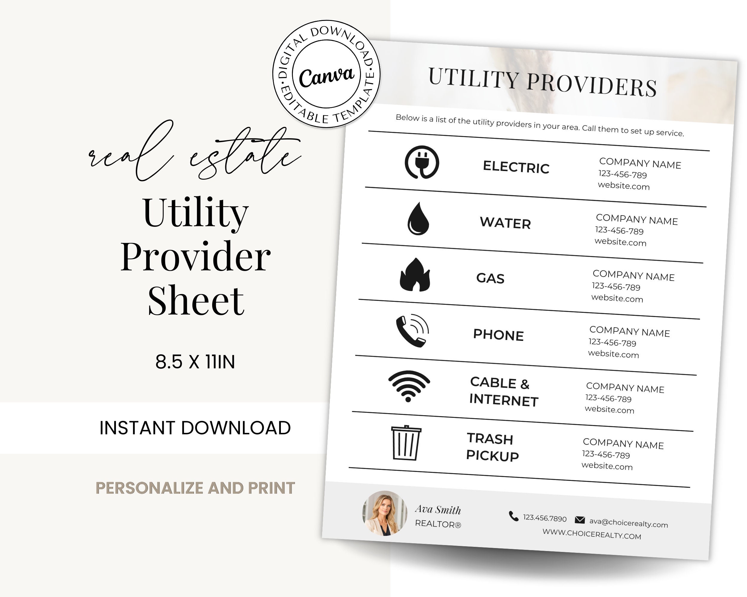 Utility Provider Template, Utility Recommendations Flyer, Real Estate ...