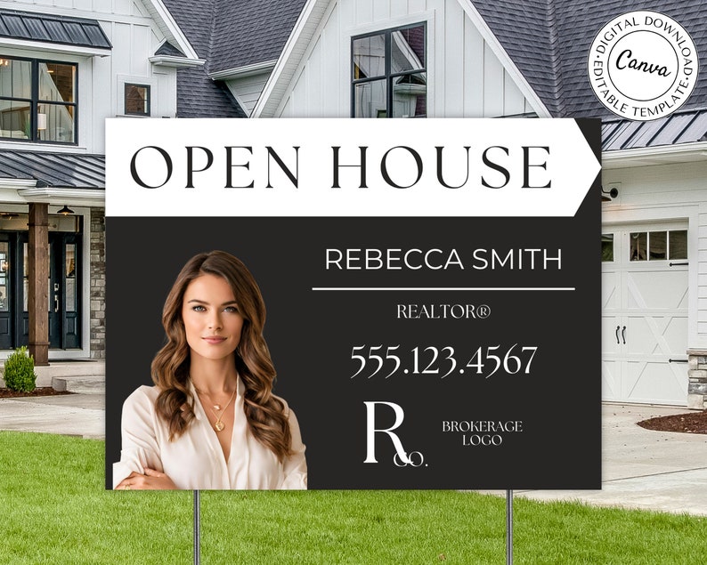 Realtor Open House Sign Template, Open House Yard Sign, Realtor Yard ...