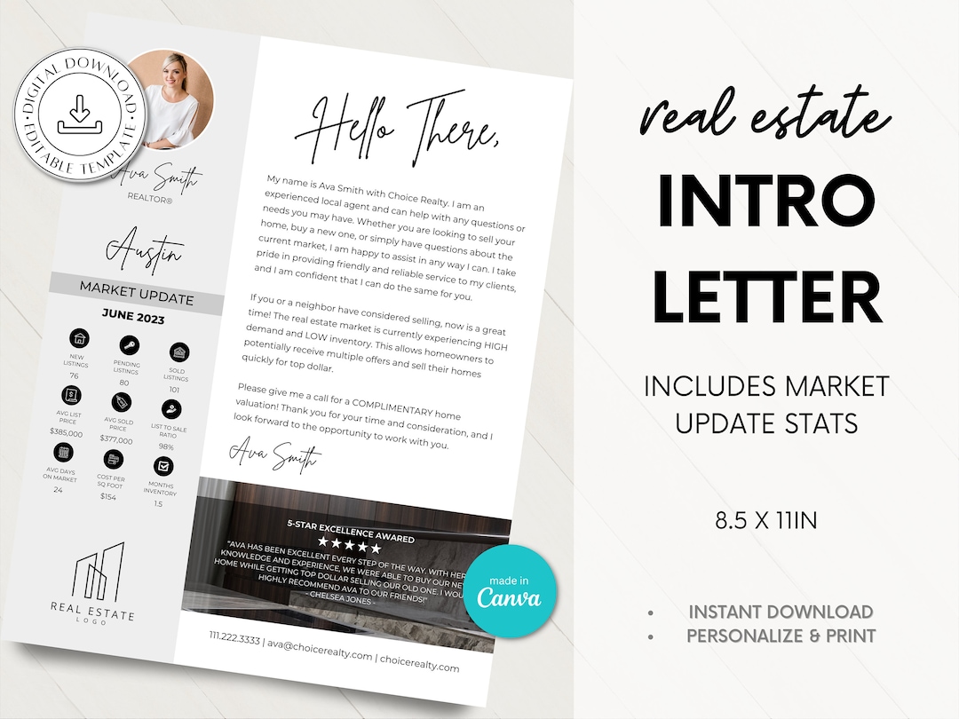 Realtor Introduction Letter, Real Estate Intro Letter, Real Estate ...