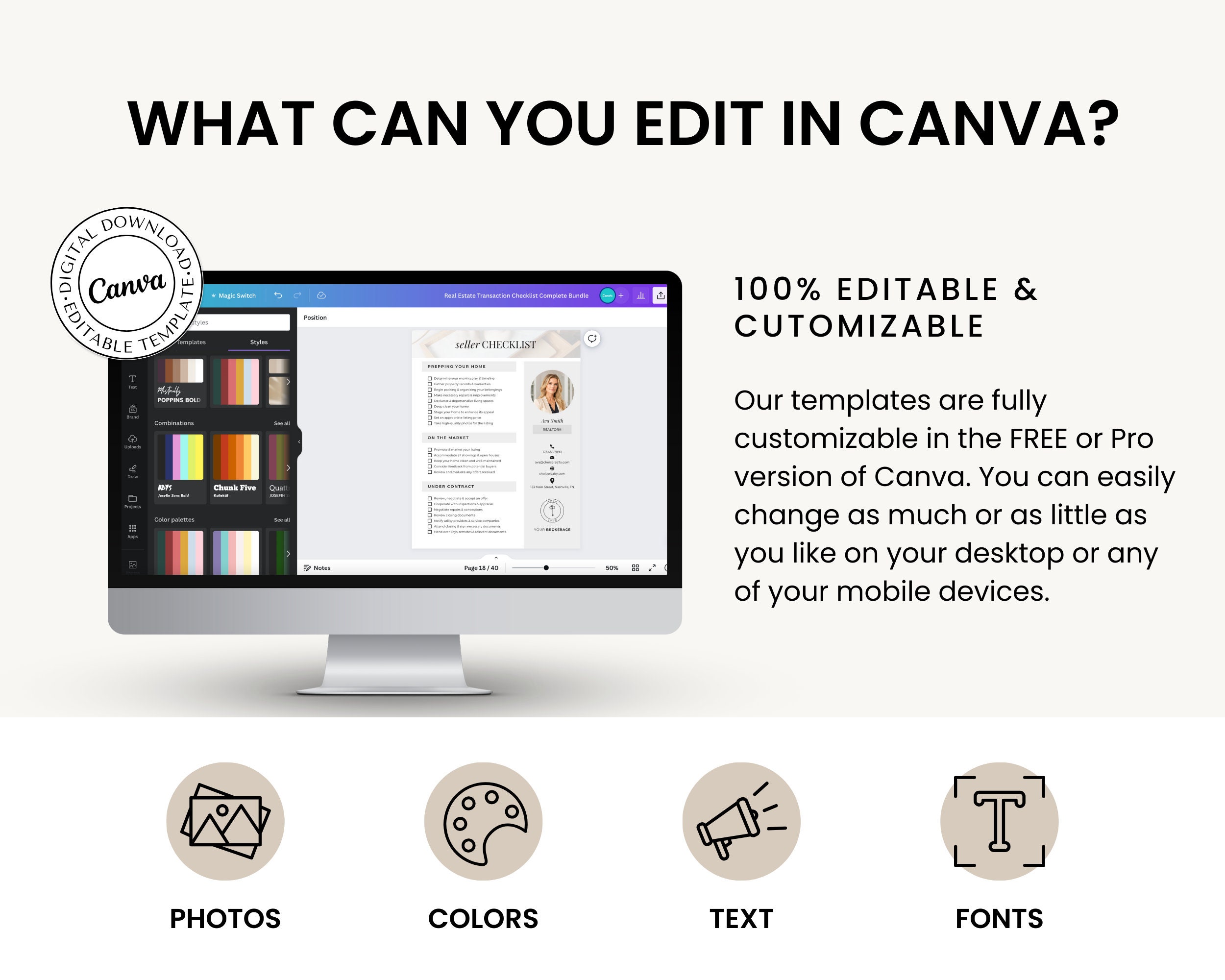 Real Estate Transaction Checklist Bundle, Realtor Essentials Editable ...