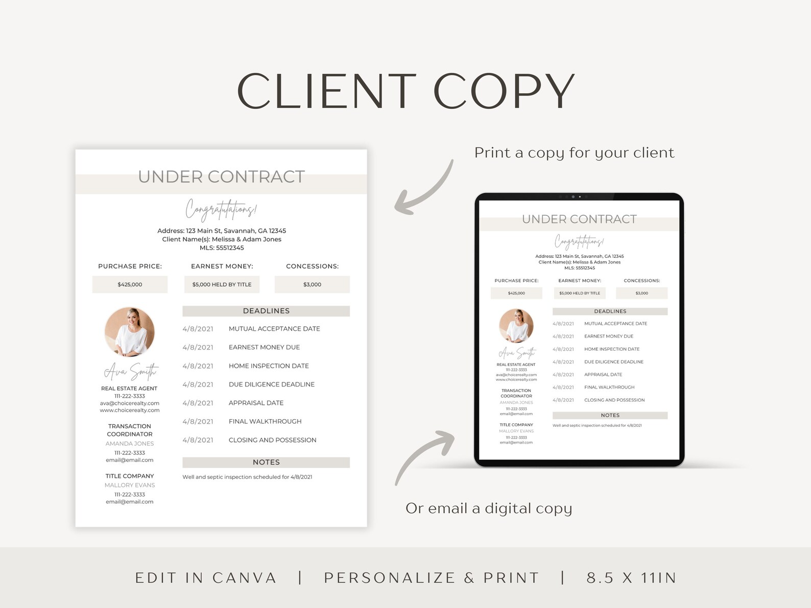 Real Estate Under Contract Timeline, Transaction Summary Flyer, Real ...