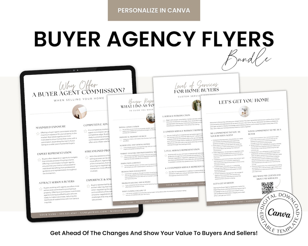 Buyer Agent Bundle, Buyer Agency Cover Letter, Levels of Service, Buyer ...