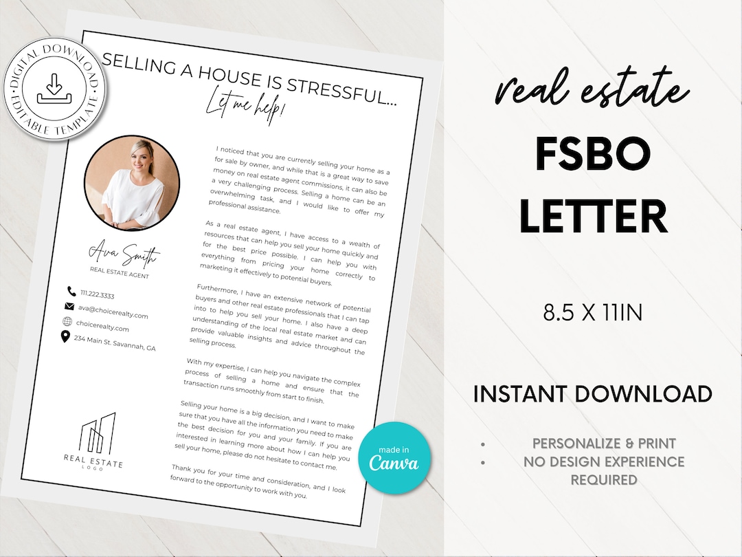 Fsbo Letter Real Estate Fsbo Flyer Template For Sale By Owner