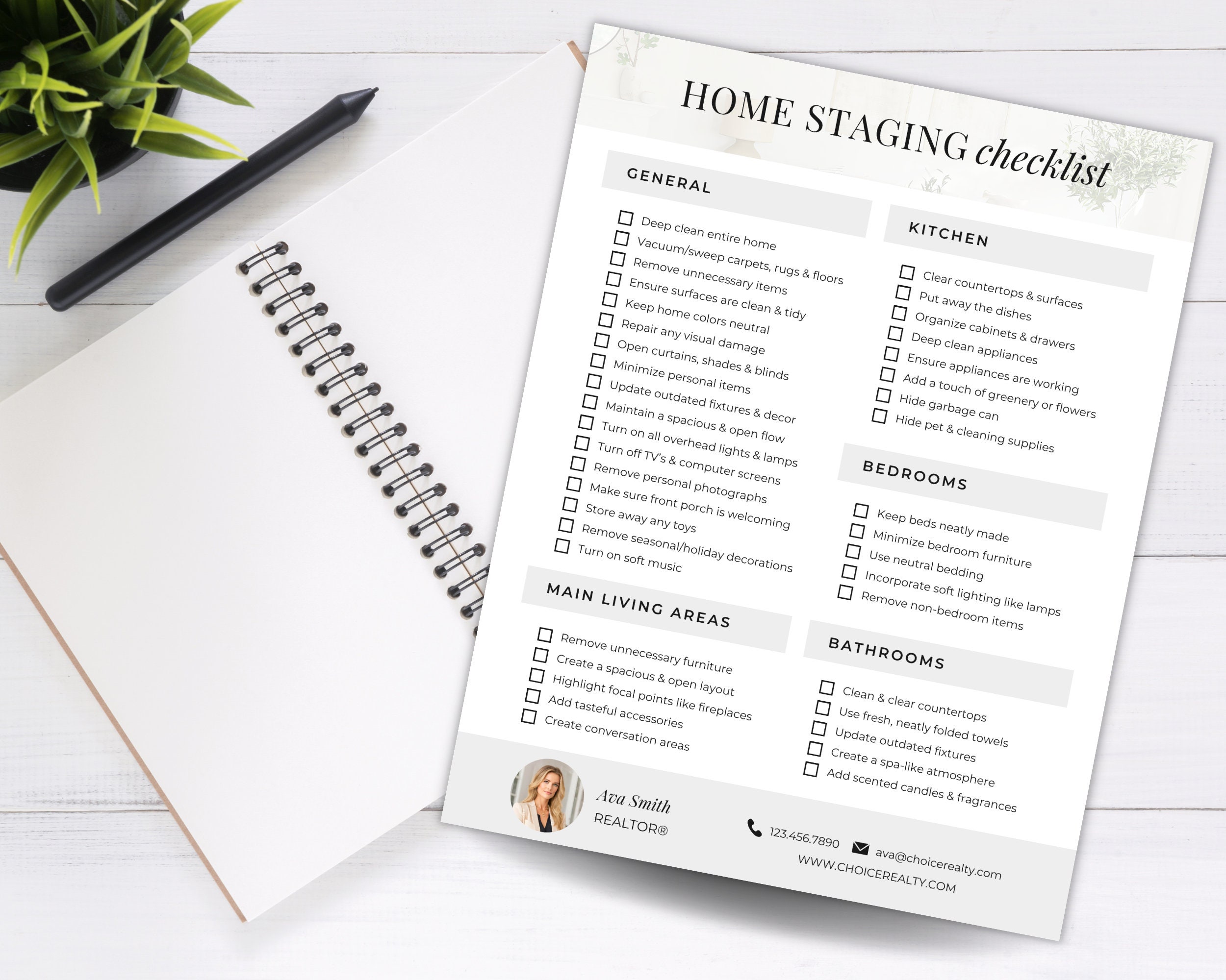 Home Staging Checklist, Realtor Home Seller Staging Checklist, Home ...