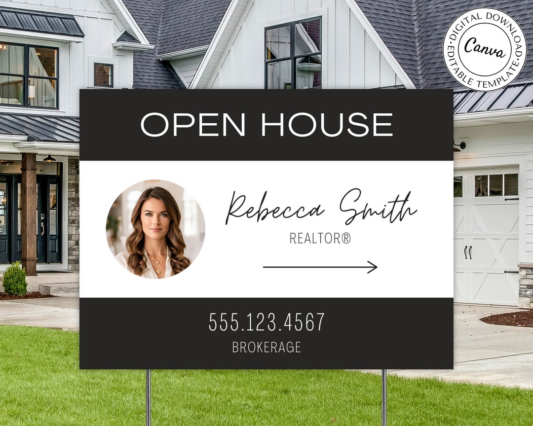 Open House Yard Sign Template, Realtor Open House Signs, Realtor Yard ...