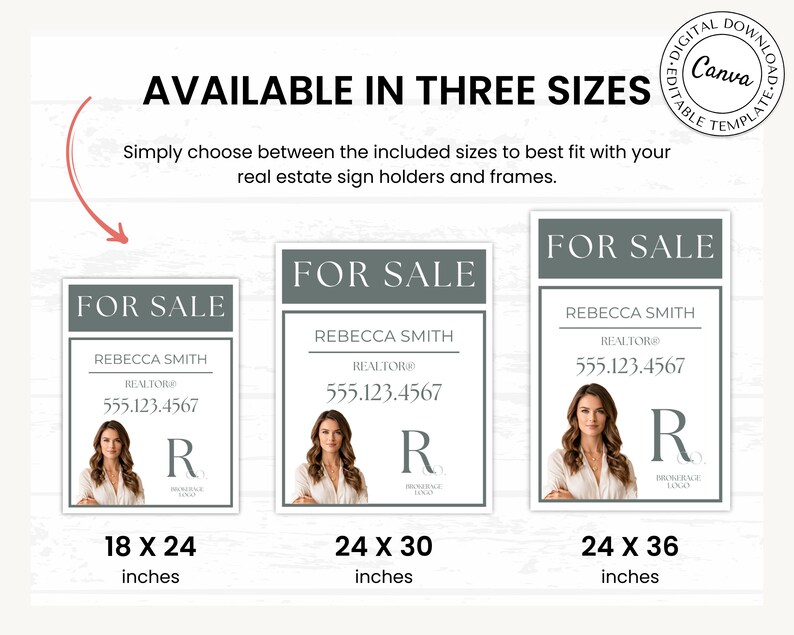 Real Estate Yard Sign Template 18x24 | 24x30 | 24x36, Modern Yard Sign ...