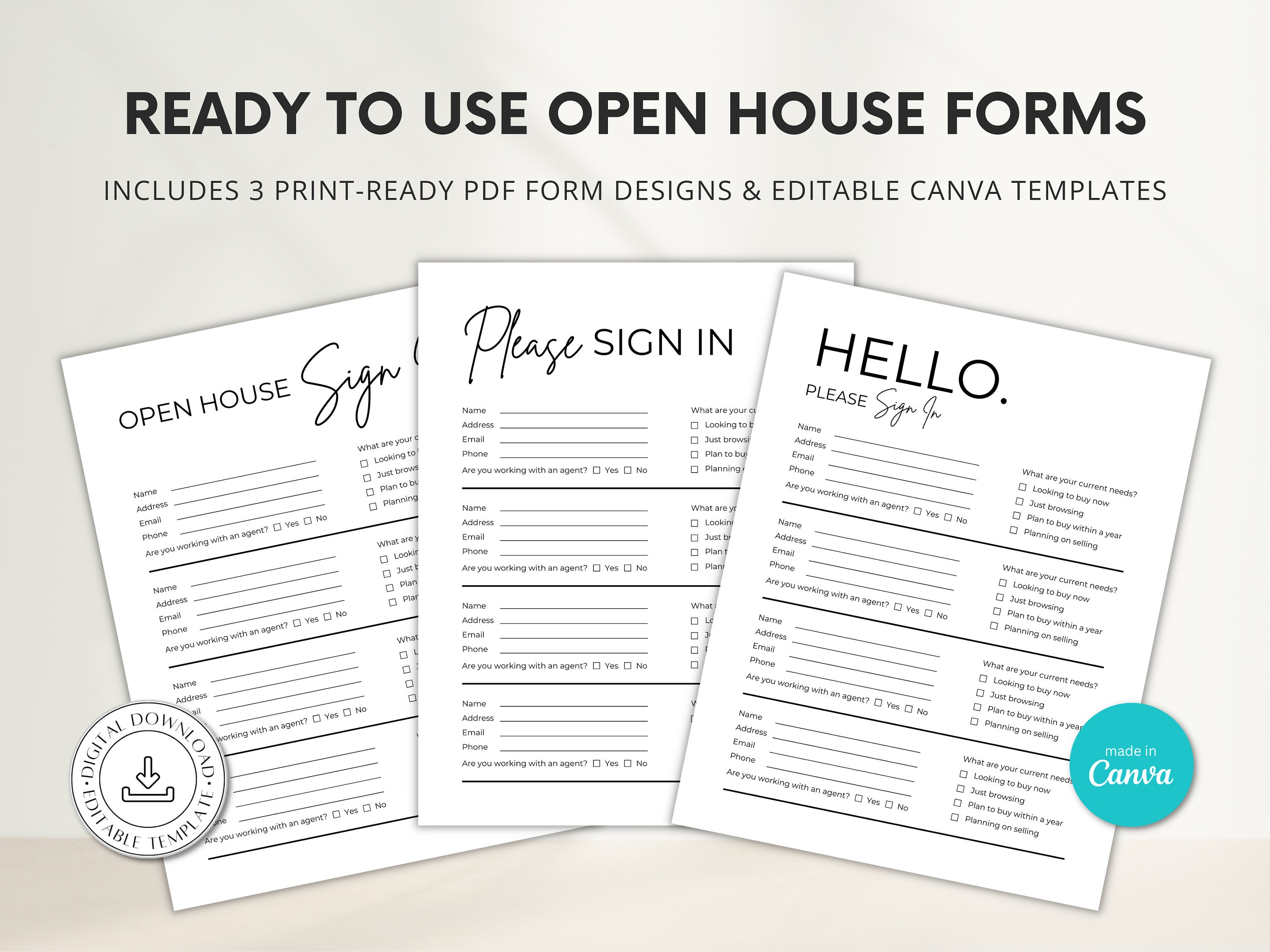 Open House Sign in Sheet, Realtor Open House Flyer, Real Estate Open ...