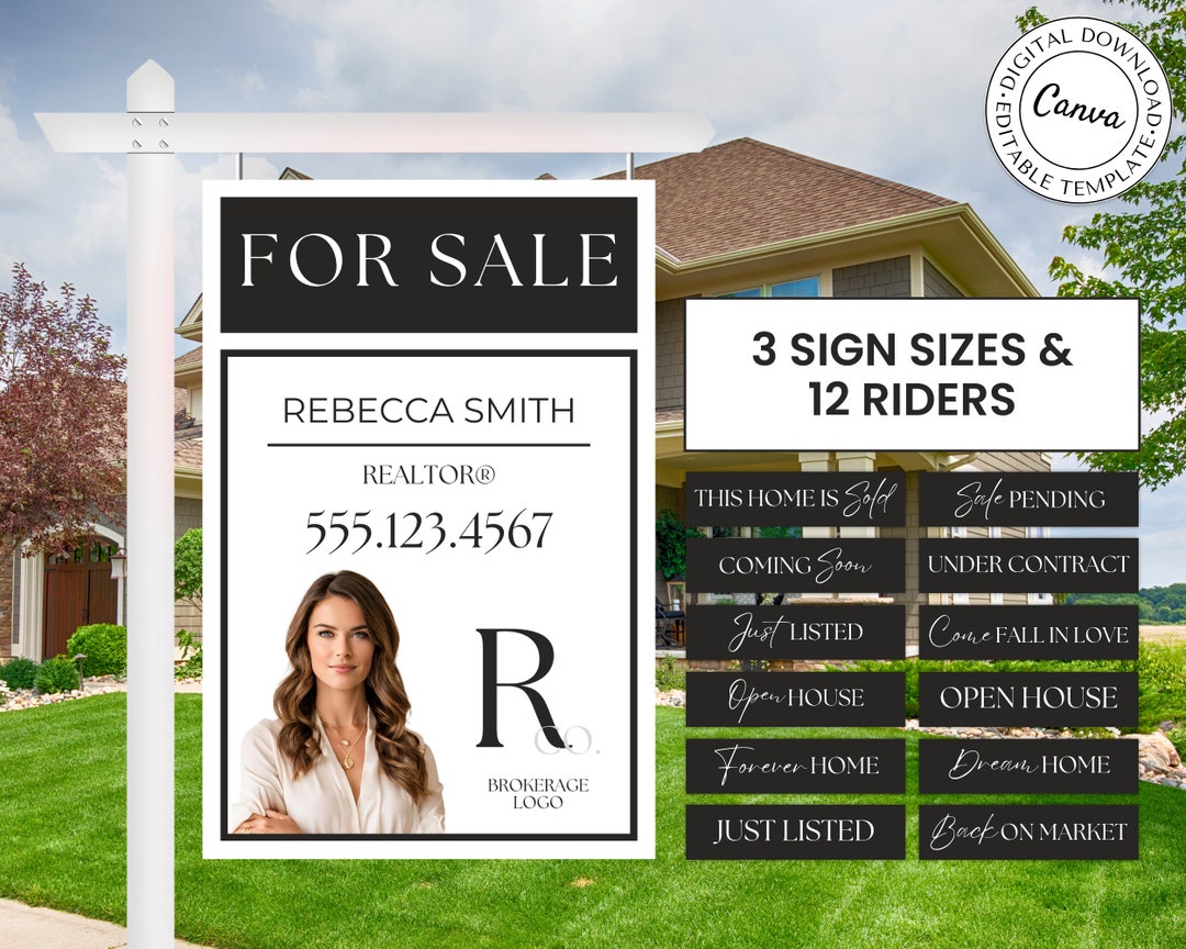 Real Estate Yard Signs Panel & Custom Real Estate Riders, Modern Yard ...