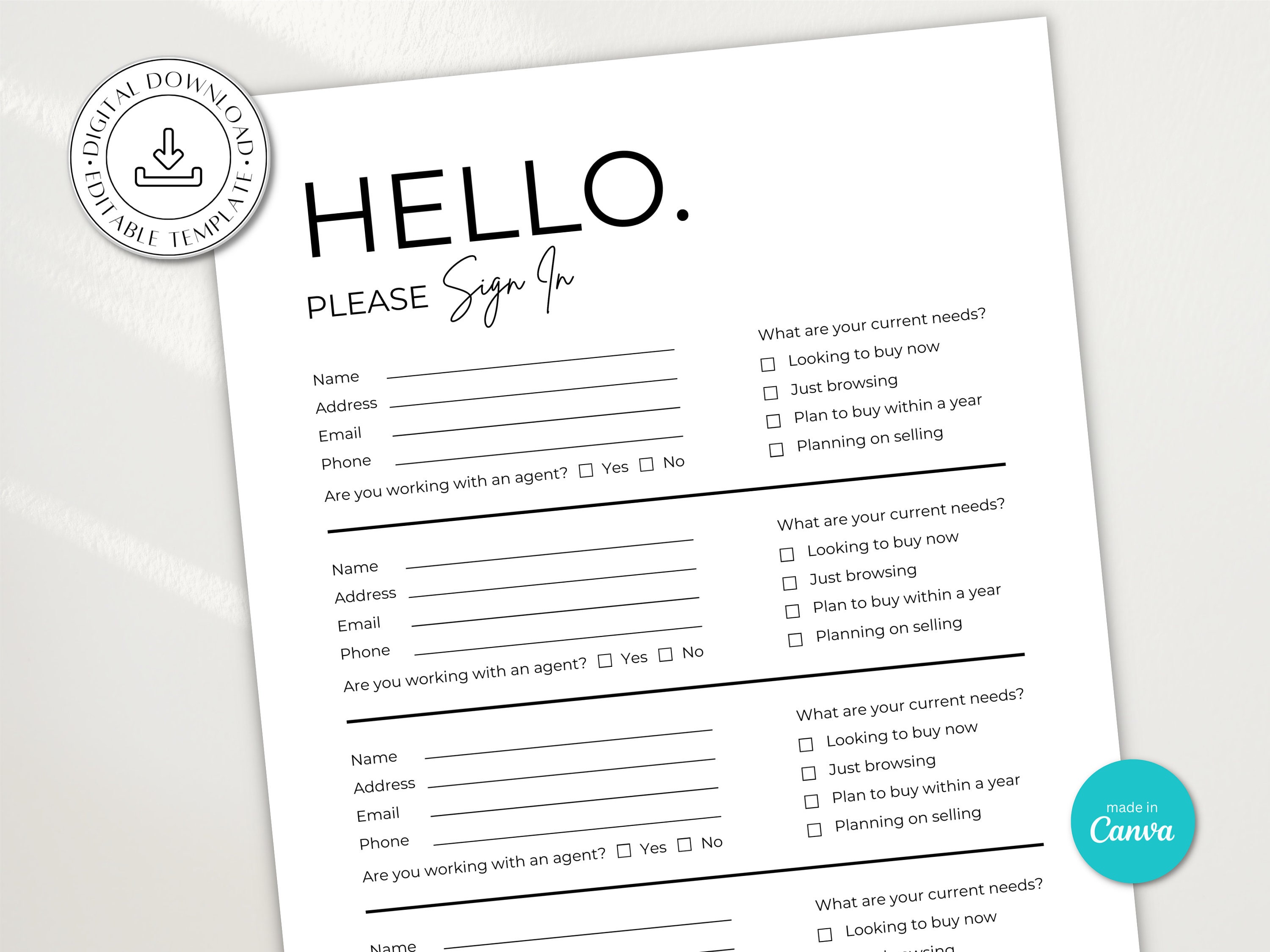 Open House Sign in Sheet, Realtor Open House Flyer, Real Estate Open ...