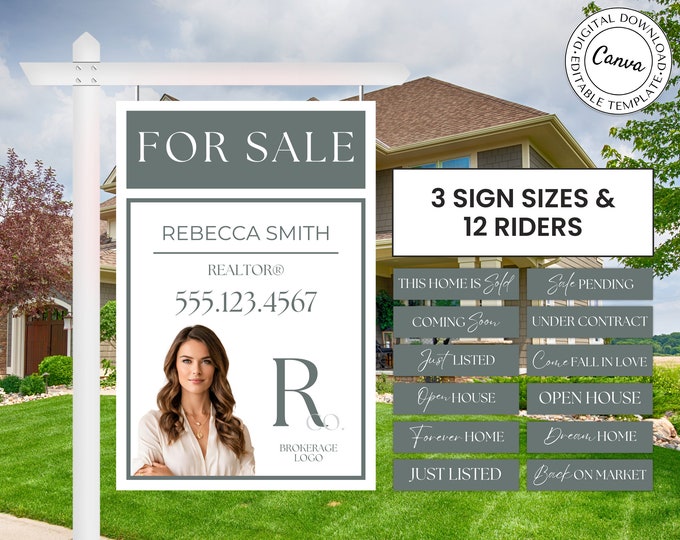 Real Estate Yard Sign Template & Custom Real Estate Sign Riders, Modern ...