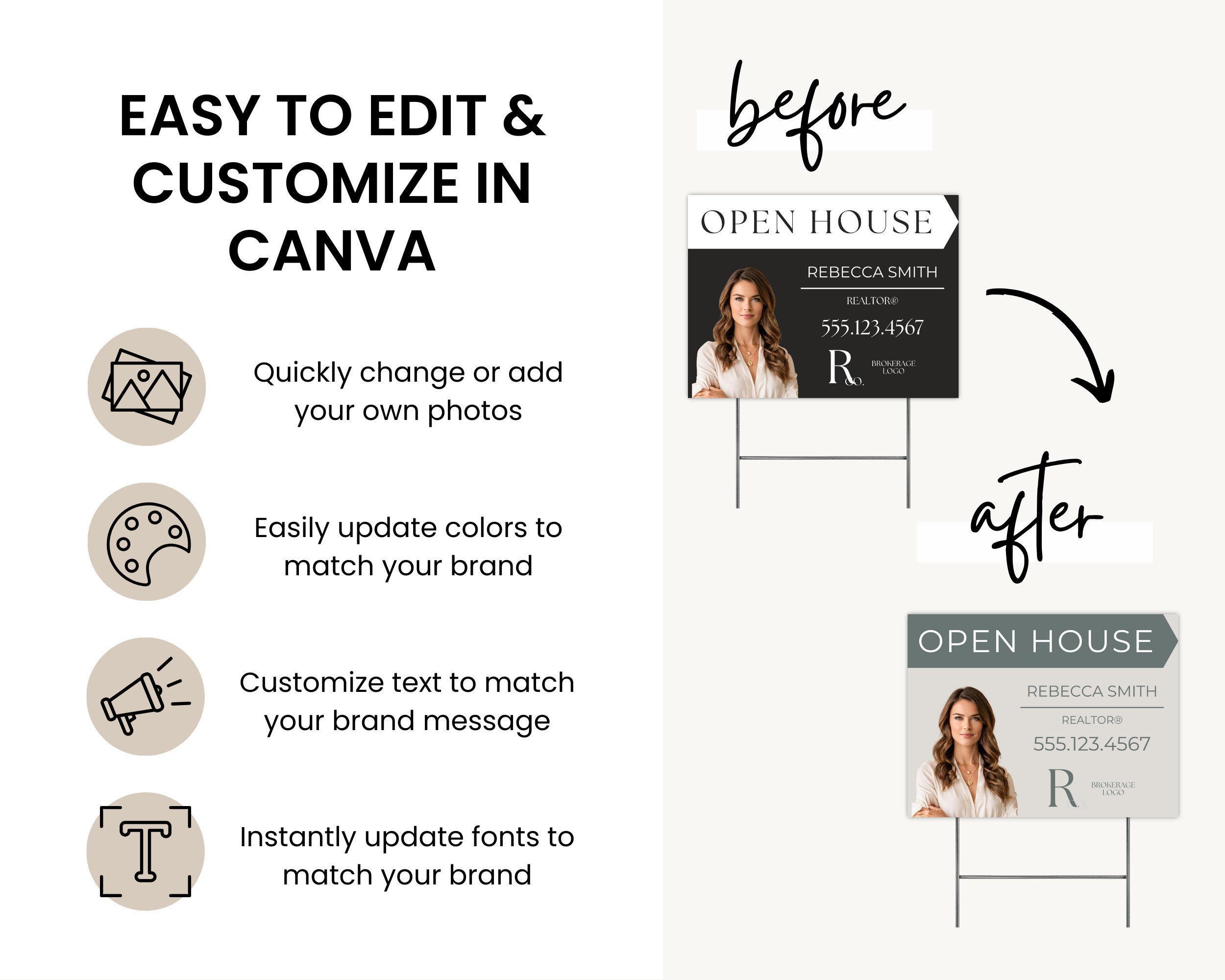 Realtor Open House Sign Template, Open House Yard Sign, Realtor Yard ...