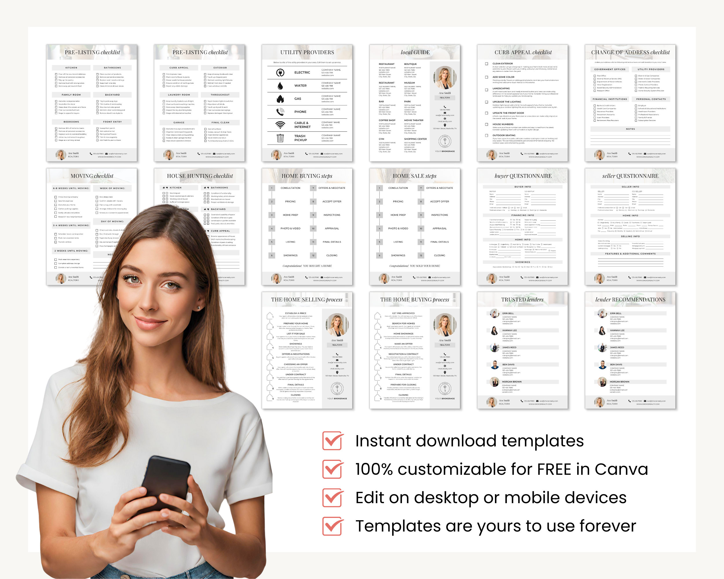 Real Estate Transaction Checklist Bundle, Realtor Essentials Editable ...