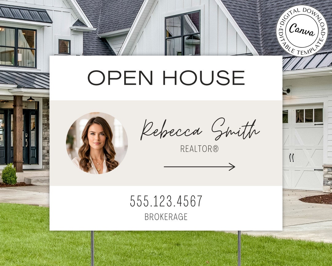 Open House Yard Sign Template, Realtor Open House Signs, Realtor Yard ...