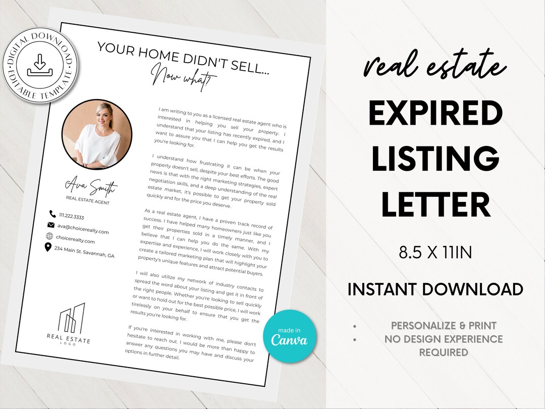 Expired Listing Letter, Realtor Expired Listing Flyer, Expired Listing Packet, Expired Listing ...