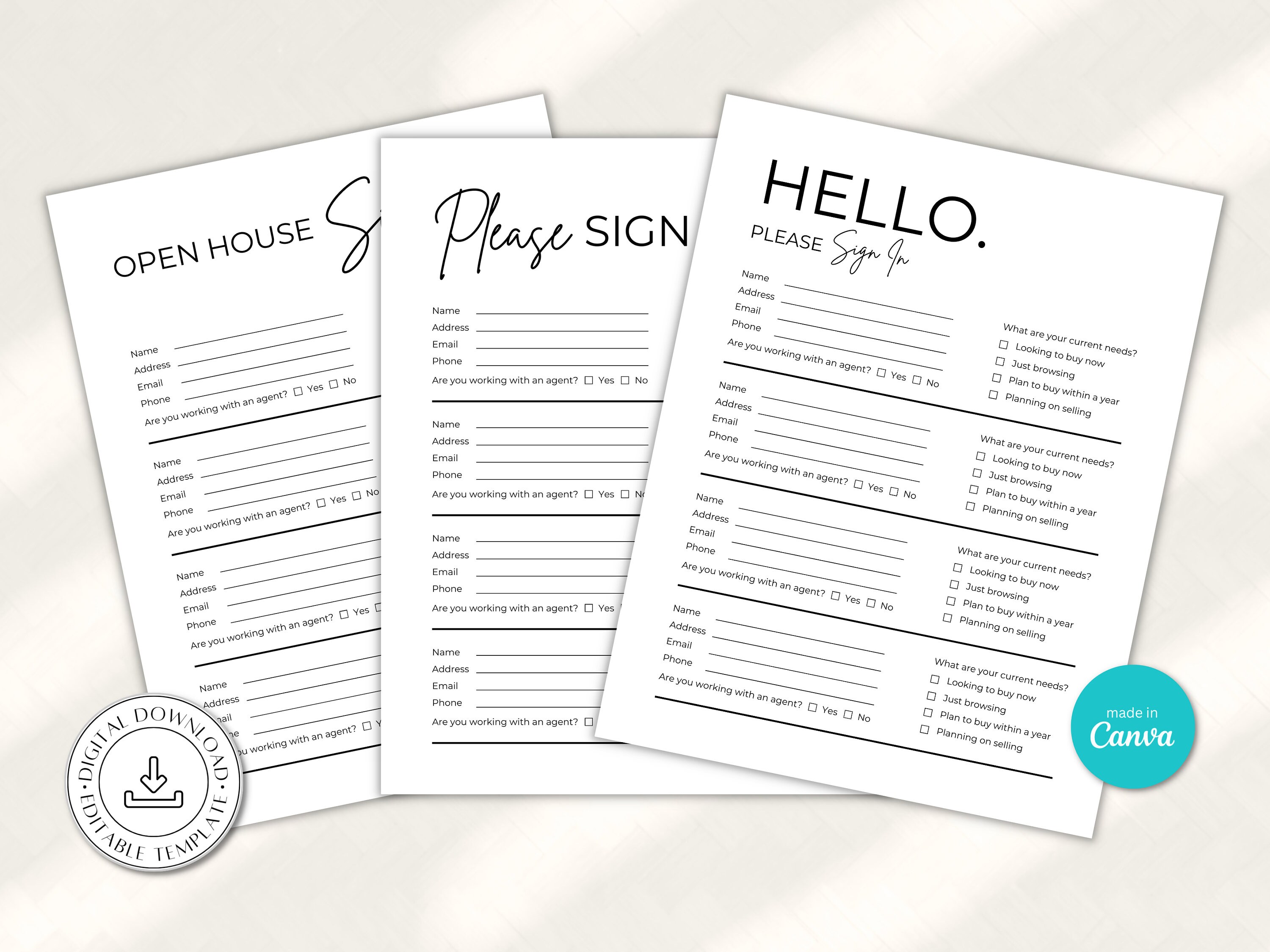 Open House Sign in Sheet, Realtor Open House Flyer, Real Estate Open ...