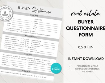 Real Estate Buyer Information Sheet - Etsy