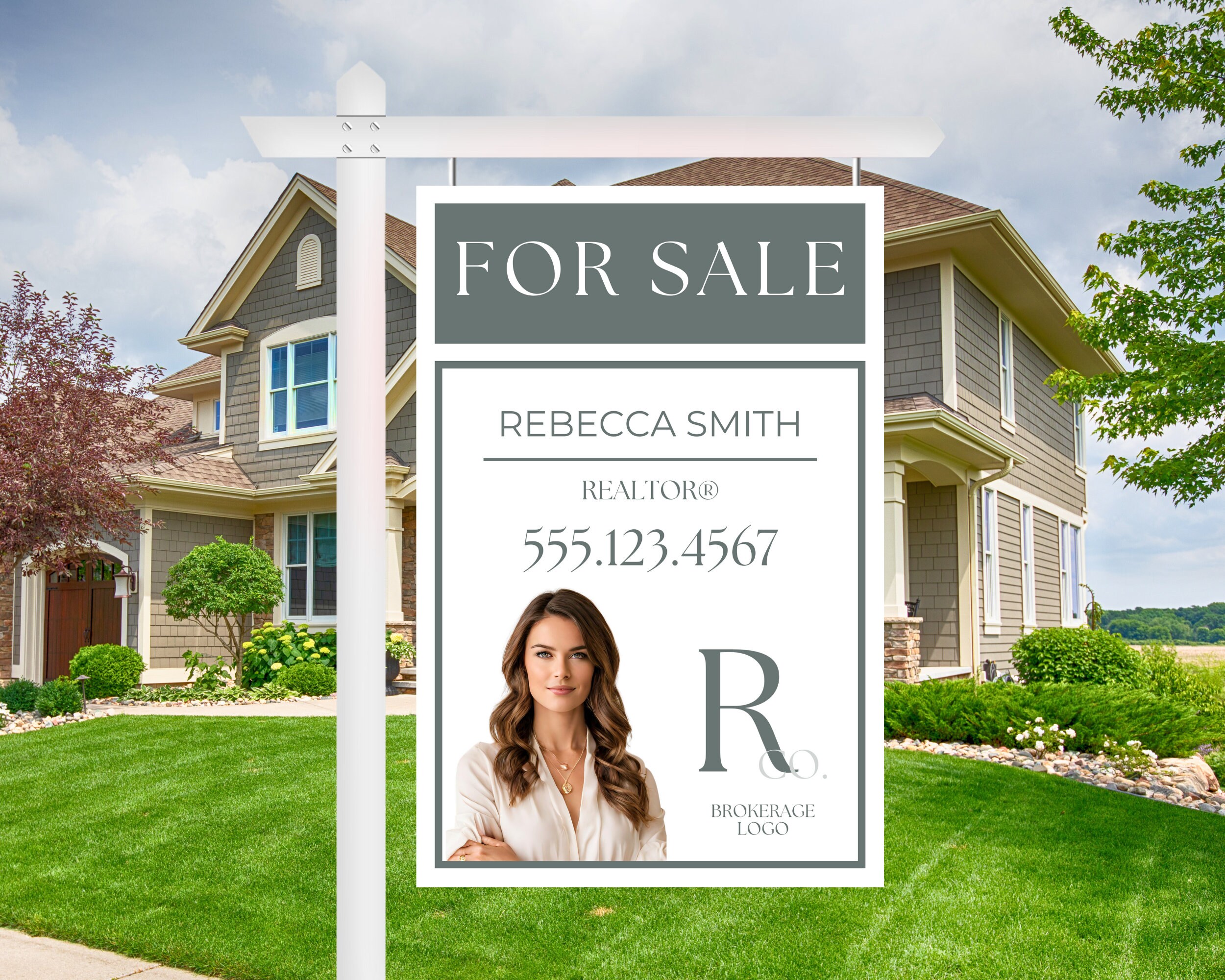 Real Estate Yard Sign Template 18x24 | 24x30 | 24x36, Modern Yard Sign ...