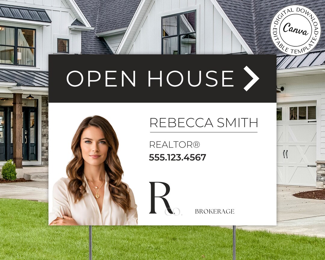 Open House Yard Sign Template, Realtor Open House Sign, Open House Sign ...