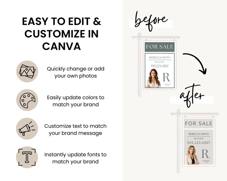 Real Estate Yard Sign Template & Custom Real Estate Sign Riders, Modern ...