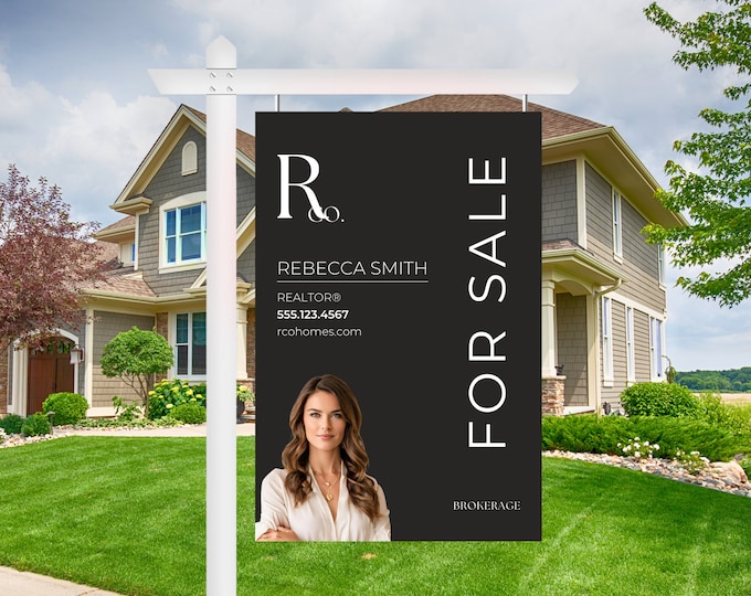 Real Estate Sign, Gold & Black for Sale Sign, Custom Sign, Realtor Sign ...