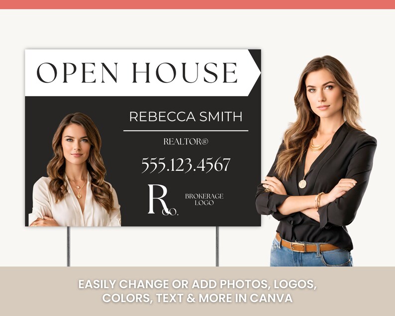 Realtor Open House Sign Template, Open House Yard Sign, Realtor Yard ...