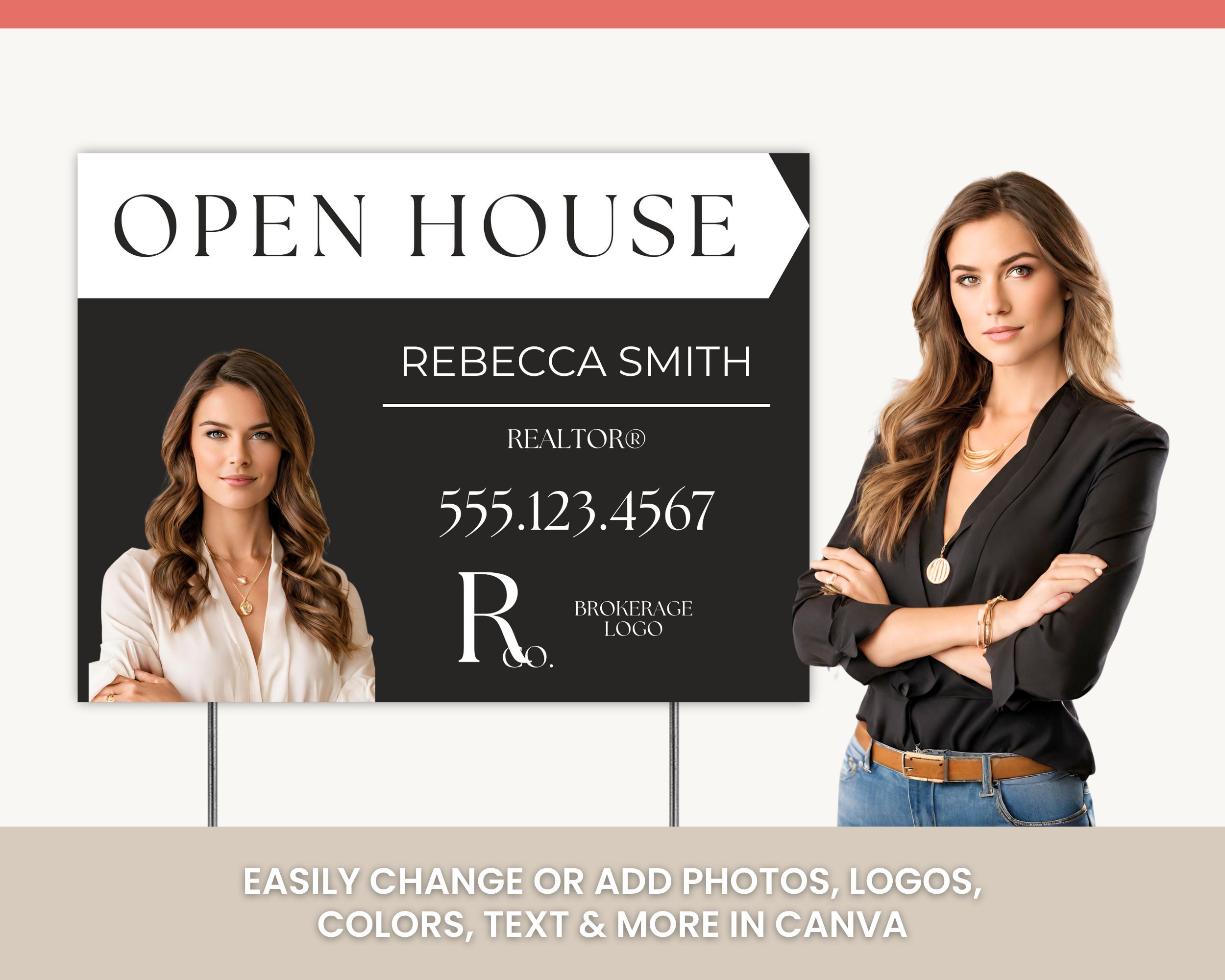 Realtor Open House Sign Template, Open House Yard Sign, Realtor Yard ...