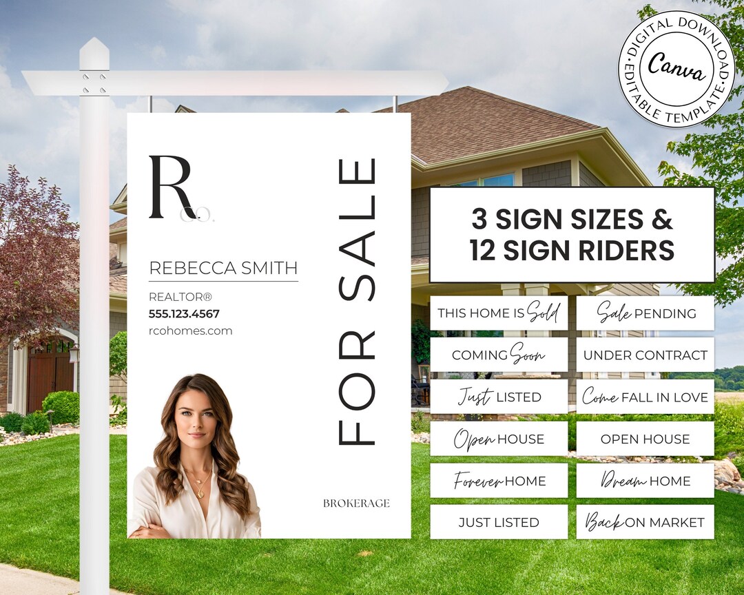 Real Estate Yard Sign Template 24x36 | 24x18 | 24x30, Modern Yard Sign ...