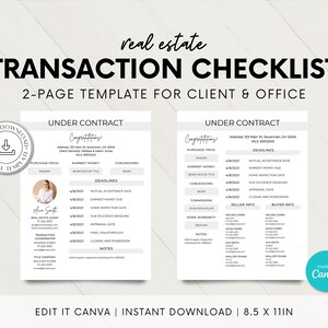 Under Contract Timeline, Real Estate Transaction Checklist, Contract to Close Checklist, Closing ...