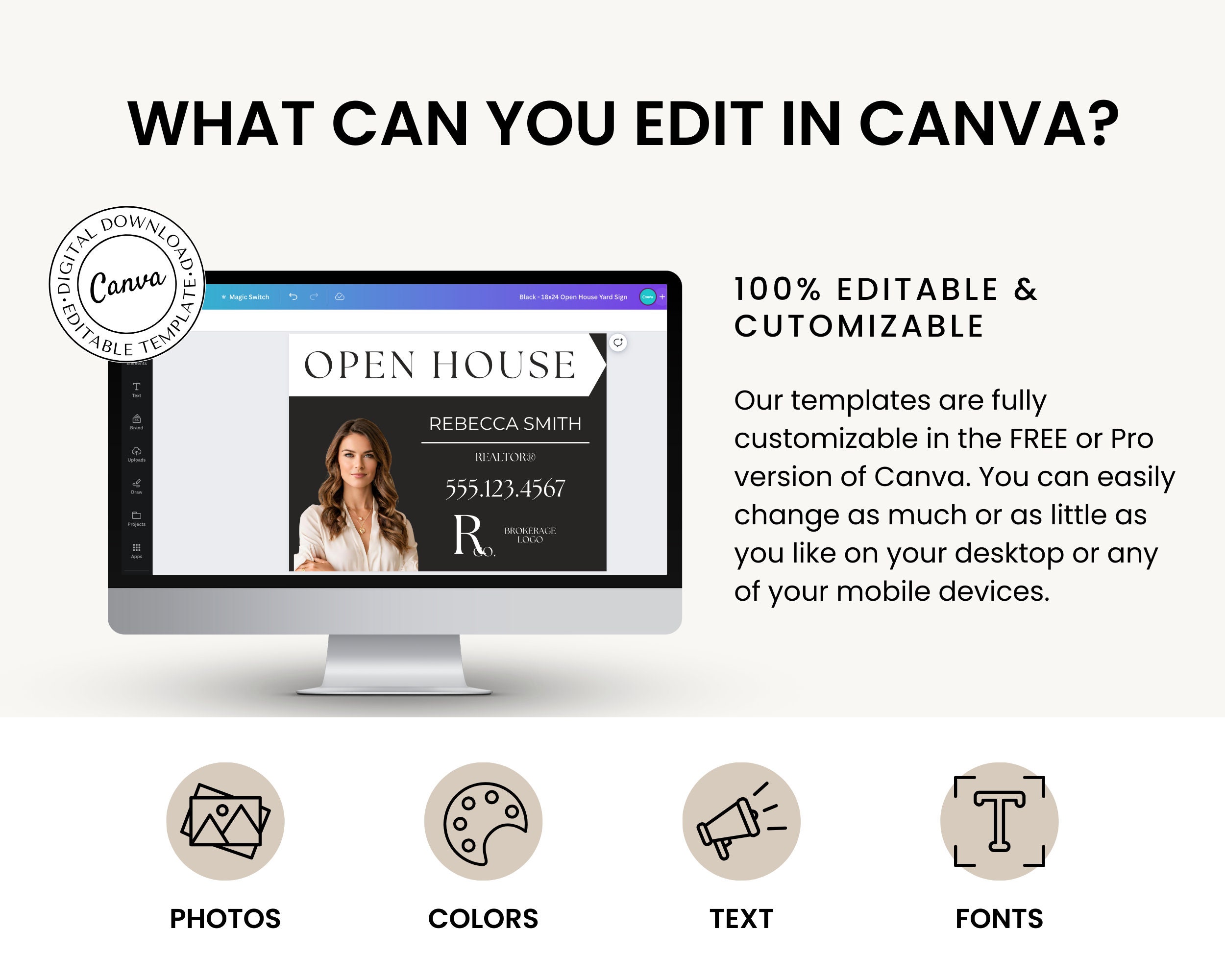 Realtor Open House Sign Template, Open House Yard Sign, Realtor Yard ...