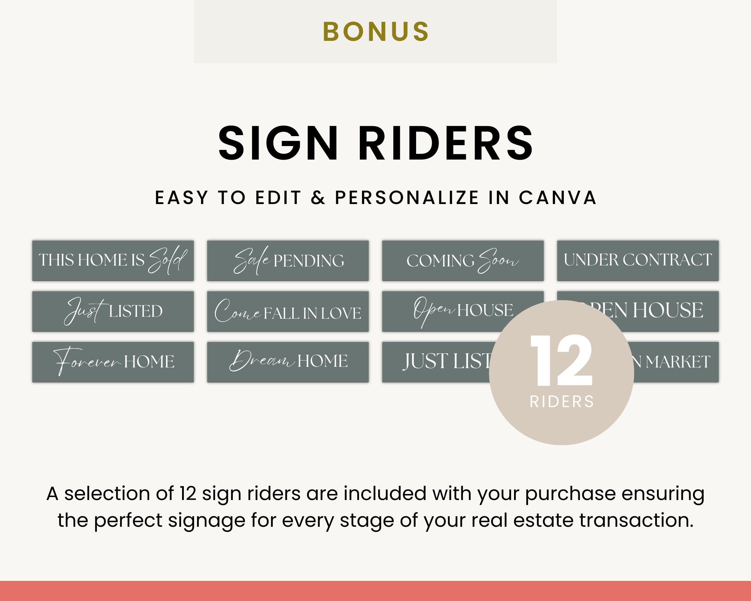 Real Estate Yard Sign Template & Custom Real Estate Sign Riders, Modern ...