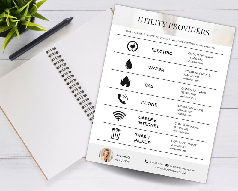 Utility Provider Template, Utility Recommendations Flyer, Real Estate ...