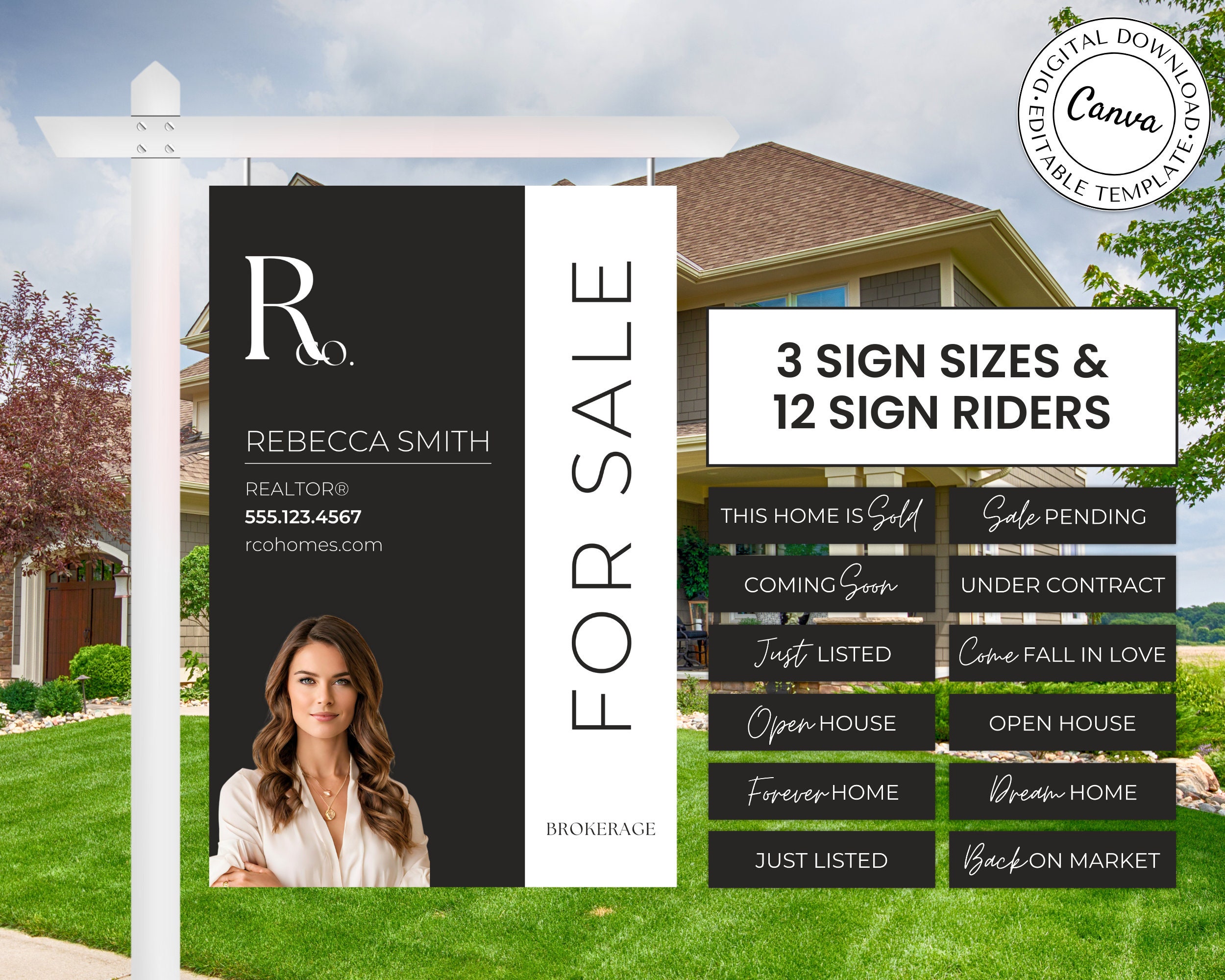Real Estate Yard Sign Templates 24x36 24x18 24x30, Modern Yard Sign ...