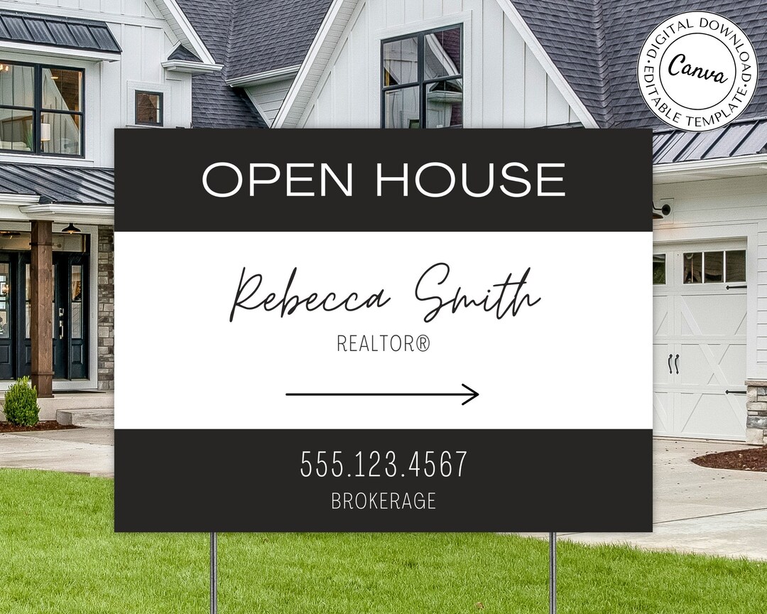 Open House Yard Sign Template, Realtor Open House Sign, Real Estate ...