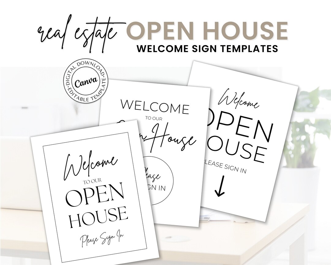 Open House Welcome Sign Template, Printable Open House Sign in Sheet ...