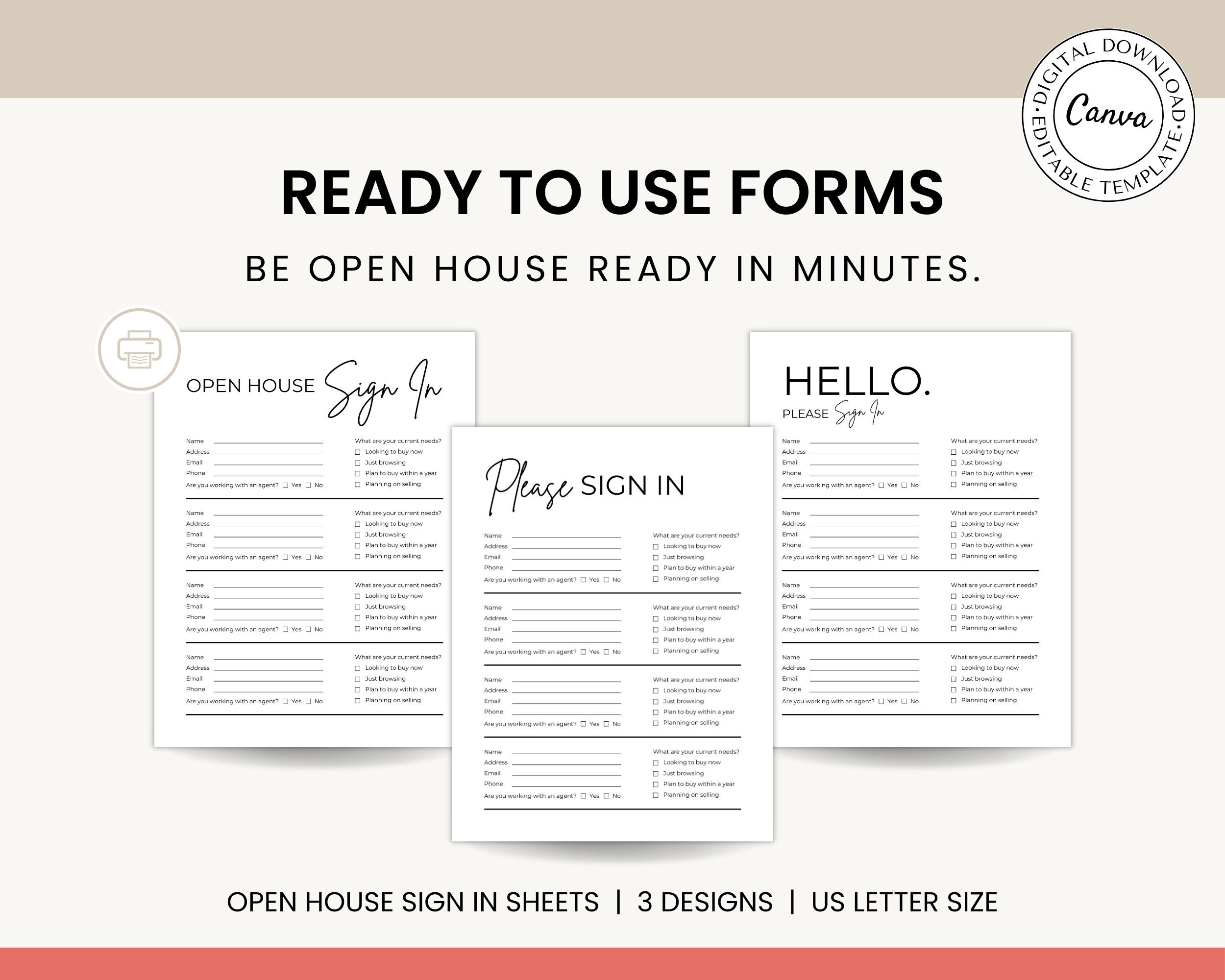Open House Sign in Sheet Templates, Realtor Sign up Sheet Printable ...