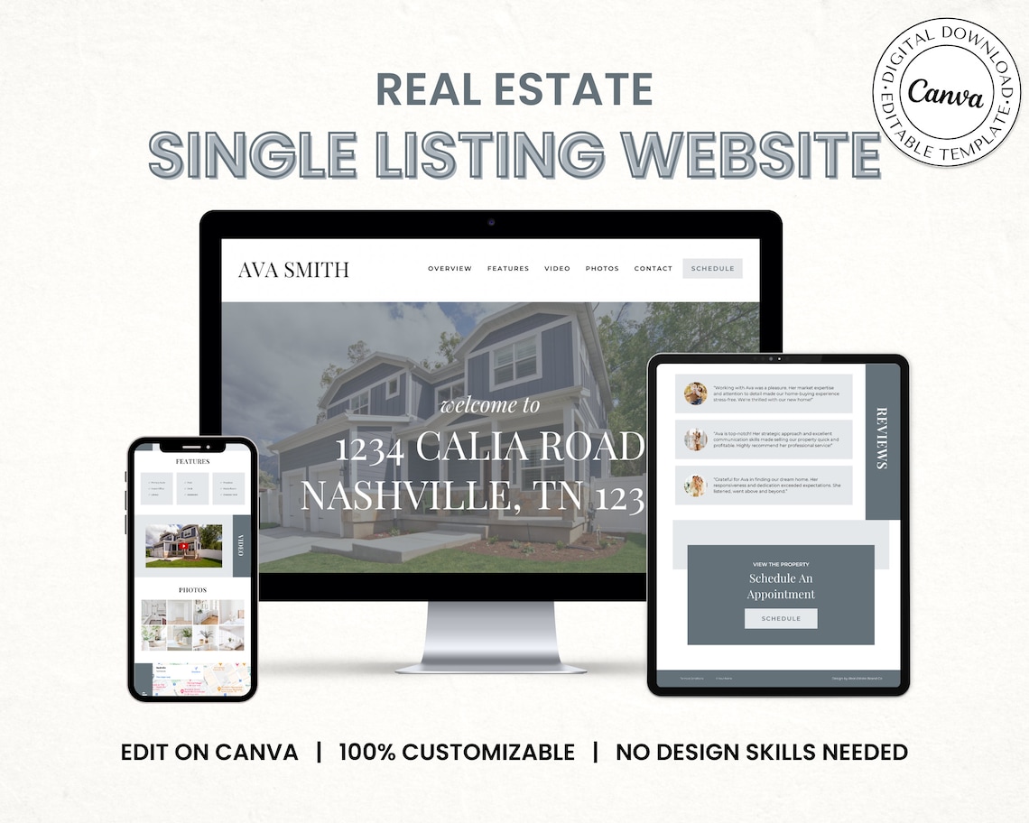 Real Estate Listing Landing Page, Real Estate Single Listing Website, Real Estate Website Canva ...