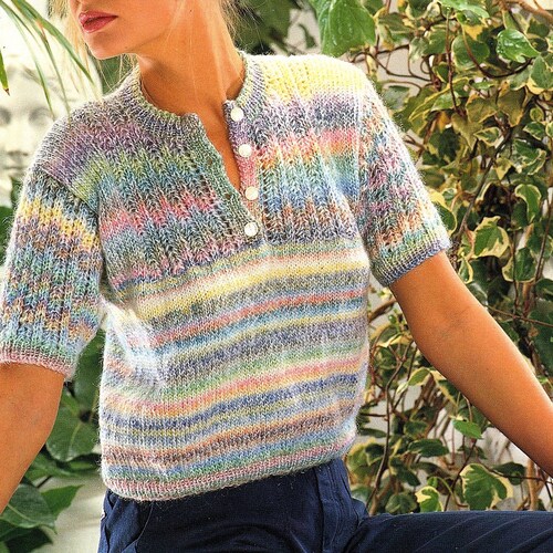 Knitting Pattern PDF Womens Short Sleeved Summer Top 32 40 - Etsy UK