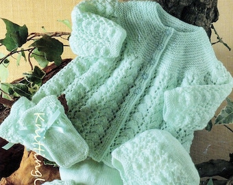 Baby Knitting Pattern pdf Pram Set Matinee Coat Leggings | Etsy