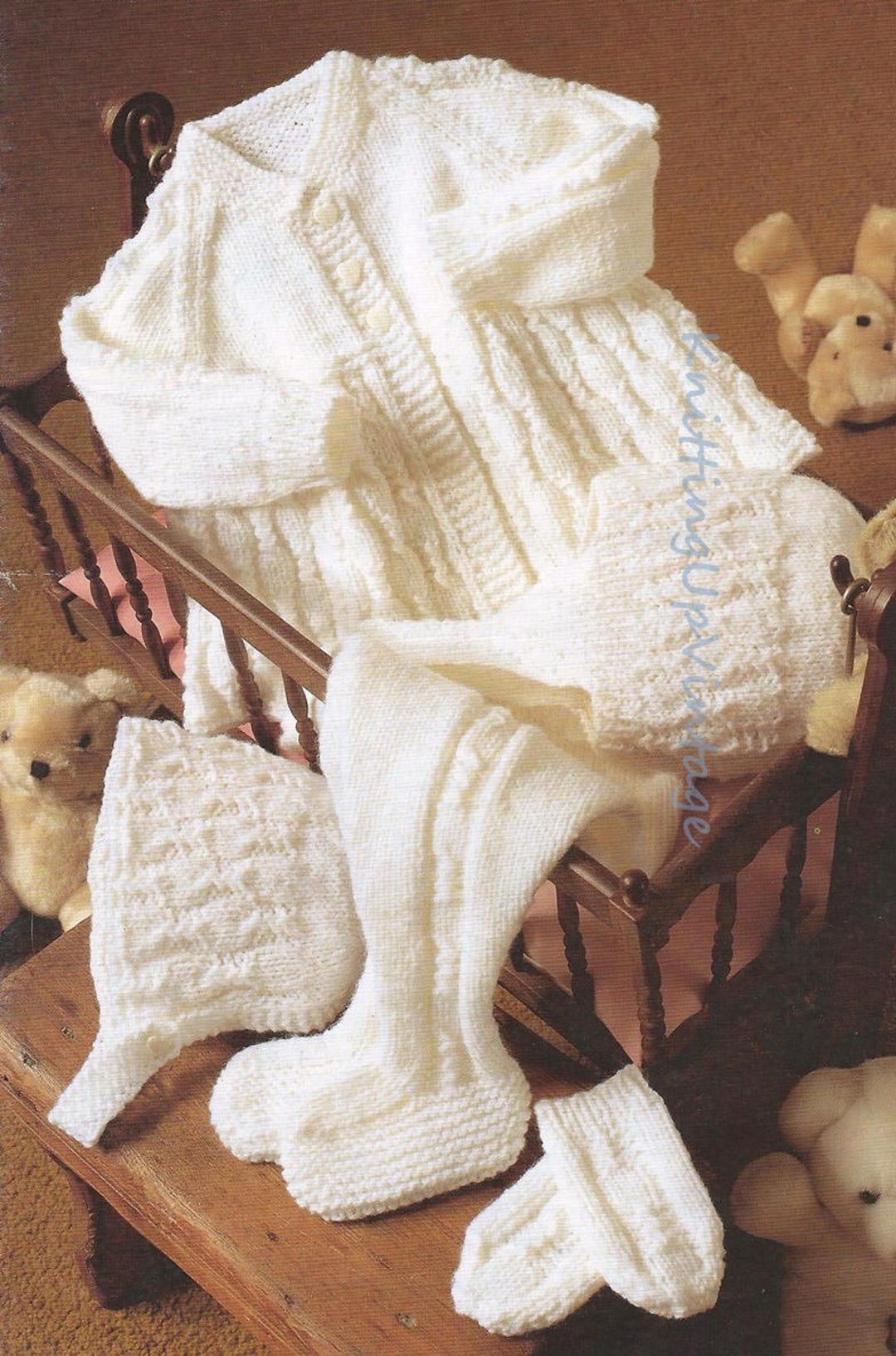 Baby Knitting Pattern Pdf Pram Set Matinee Coat, Leggings, Bonnet ...