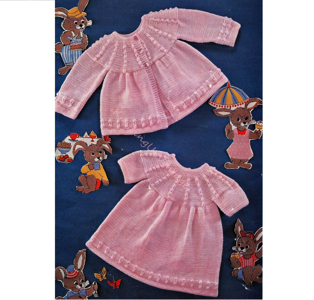 Baby Knitting Pattern Pdf DK Matinee Coat and Dress 1-12 Months - Etsy