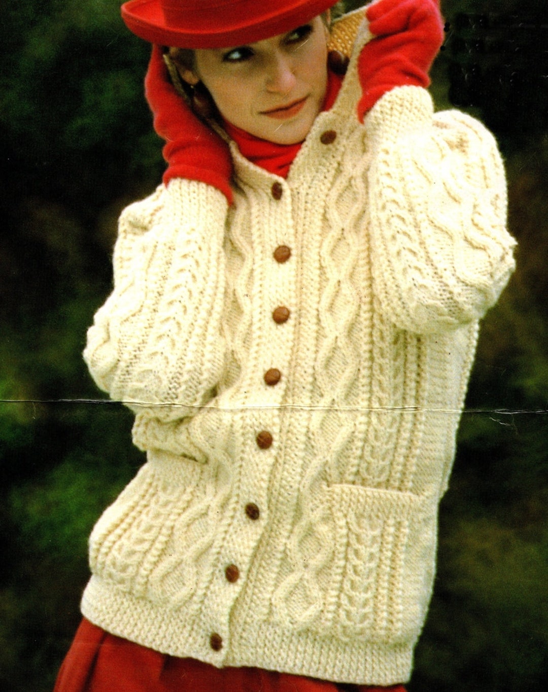 Aran Knitting Pattern PDF Ladies Aran Cardigan With Pockets and Collar ...