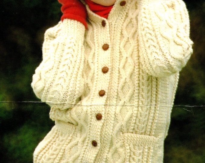 Aran Knitting Pattern PDF Ladies Aran Cardigan With Pockets - Etsy