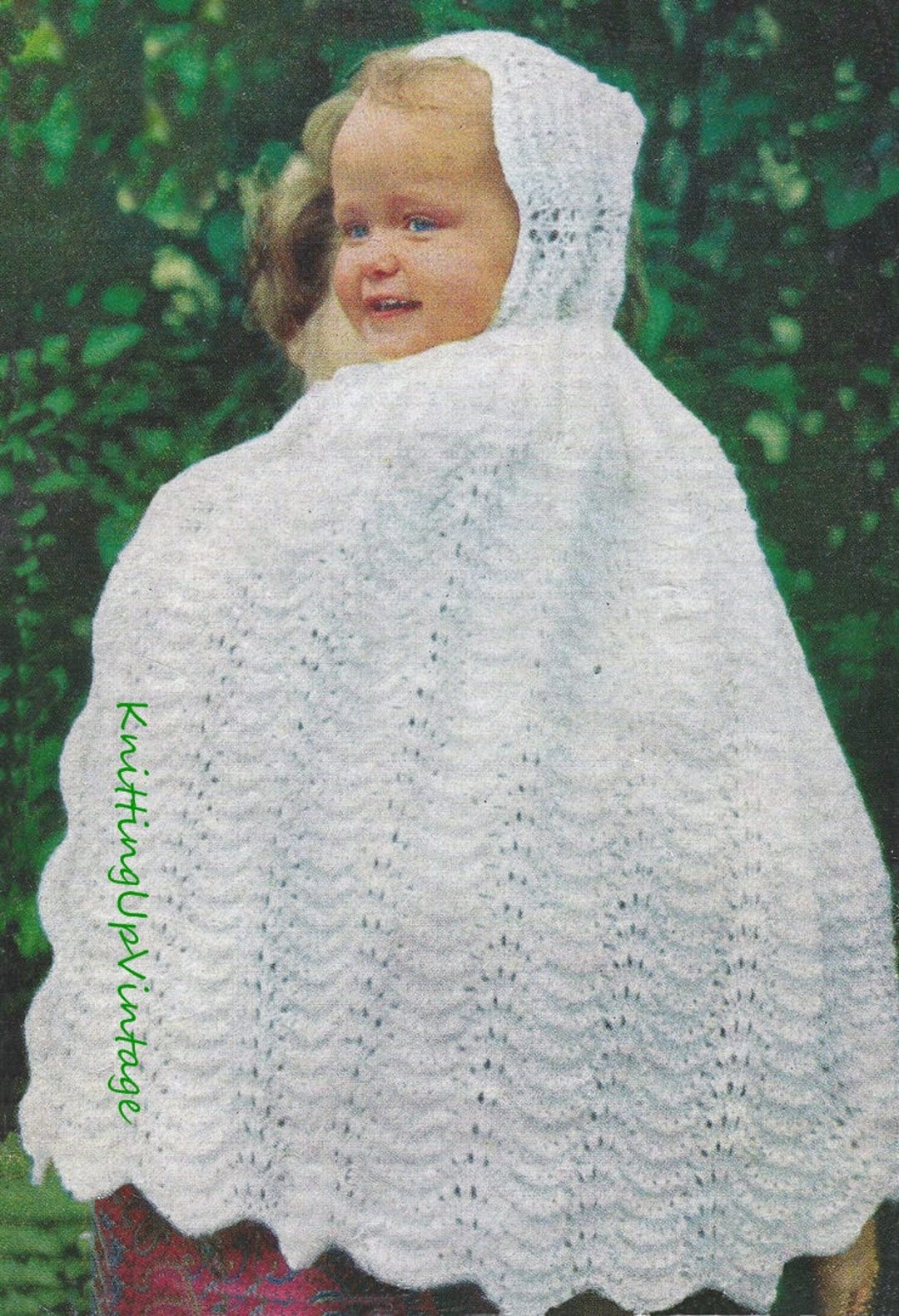 Baby Knitting Pattern Pdf Double Knit Feather and Fan Carrying Cape ...