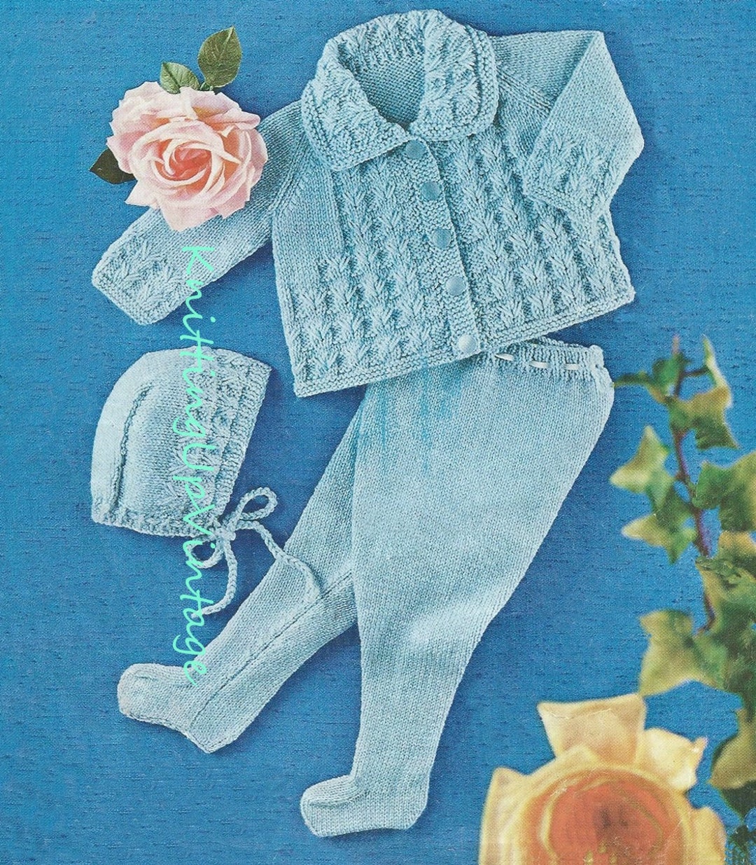 Baby Knitting Pattern Pdf Pram Set Matinee Coat Leggings Bonnet Double ...