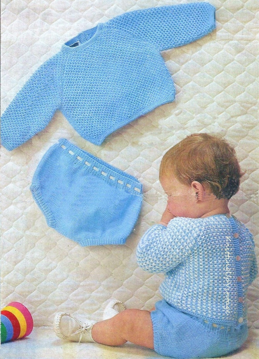 Baby Knitting Pattern Pdf Button Back Sweater and Shorts DK and 4 Ply ...