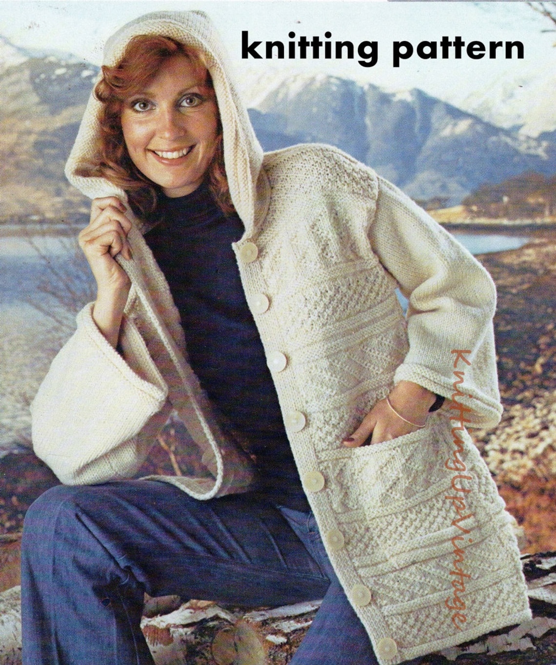Knitting Pattern PDF Womens Aran Hooded Coat Jacket 32-38 - Etsy