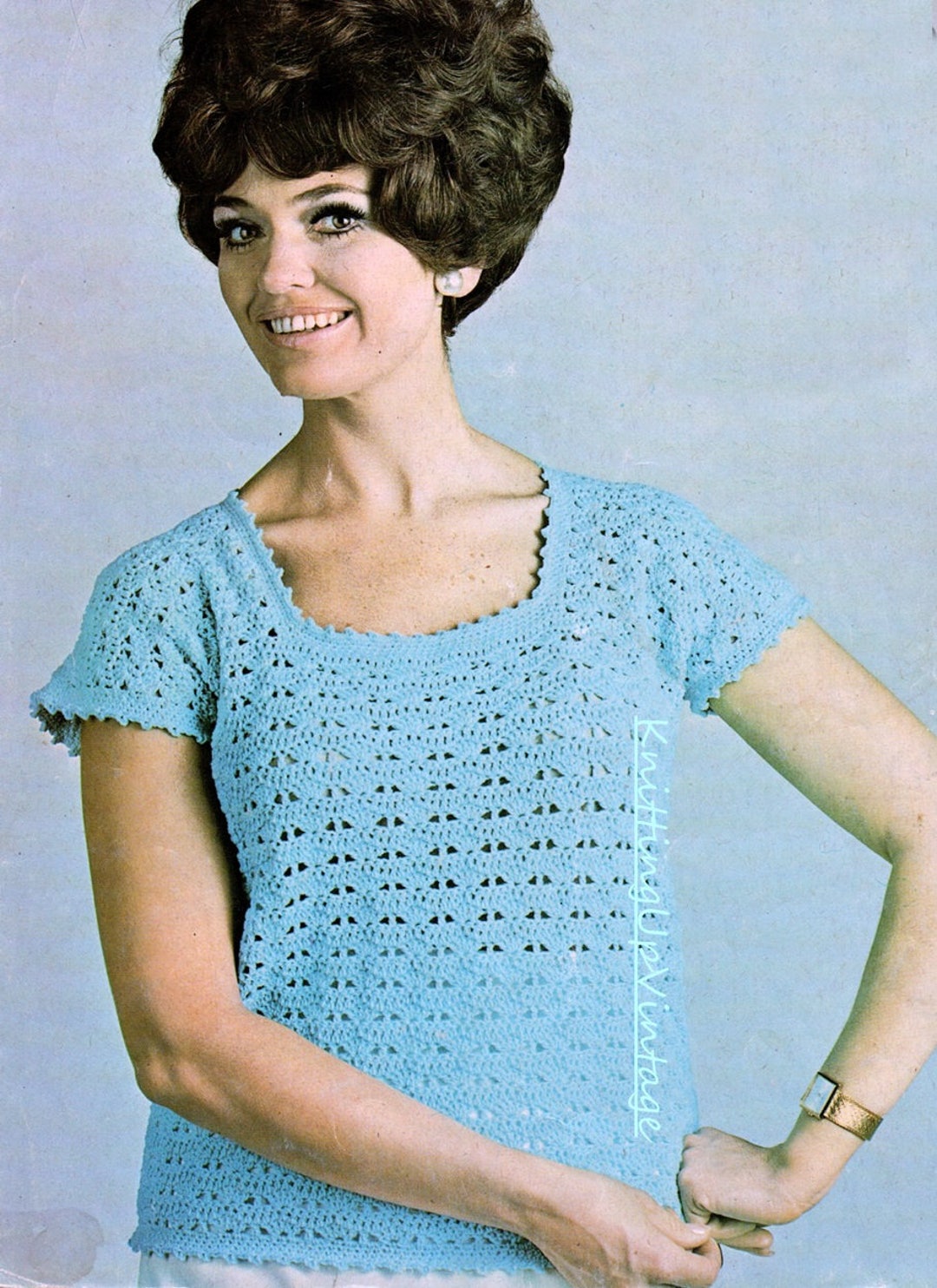 Crochet Pattern PDF Womens Ladies Short Sleeved Summer Top Double Knit ...