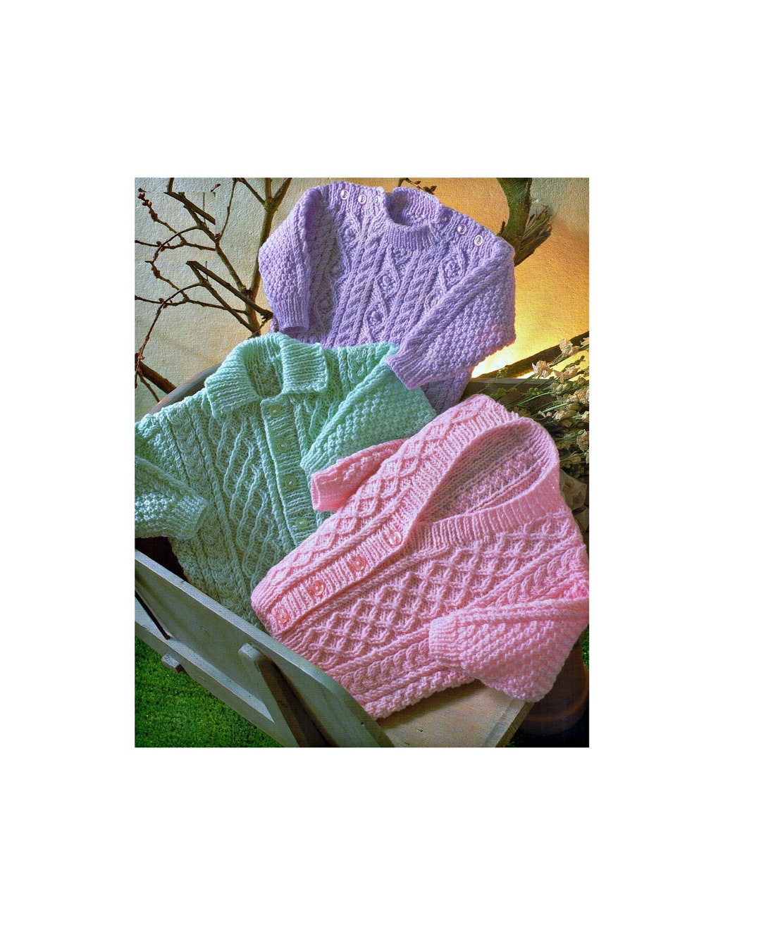 Baby Knitting Pattern Pdf Double Knit Cable Cardigans and Sweater 16-22 ...