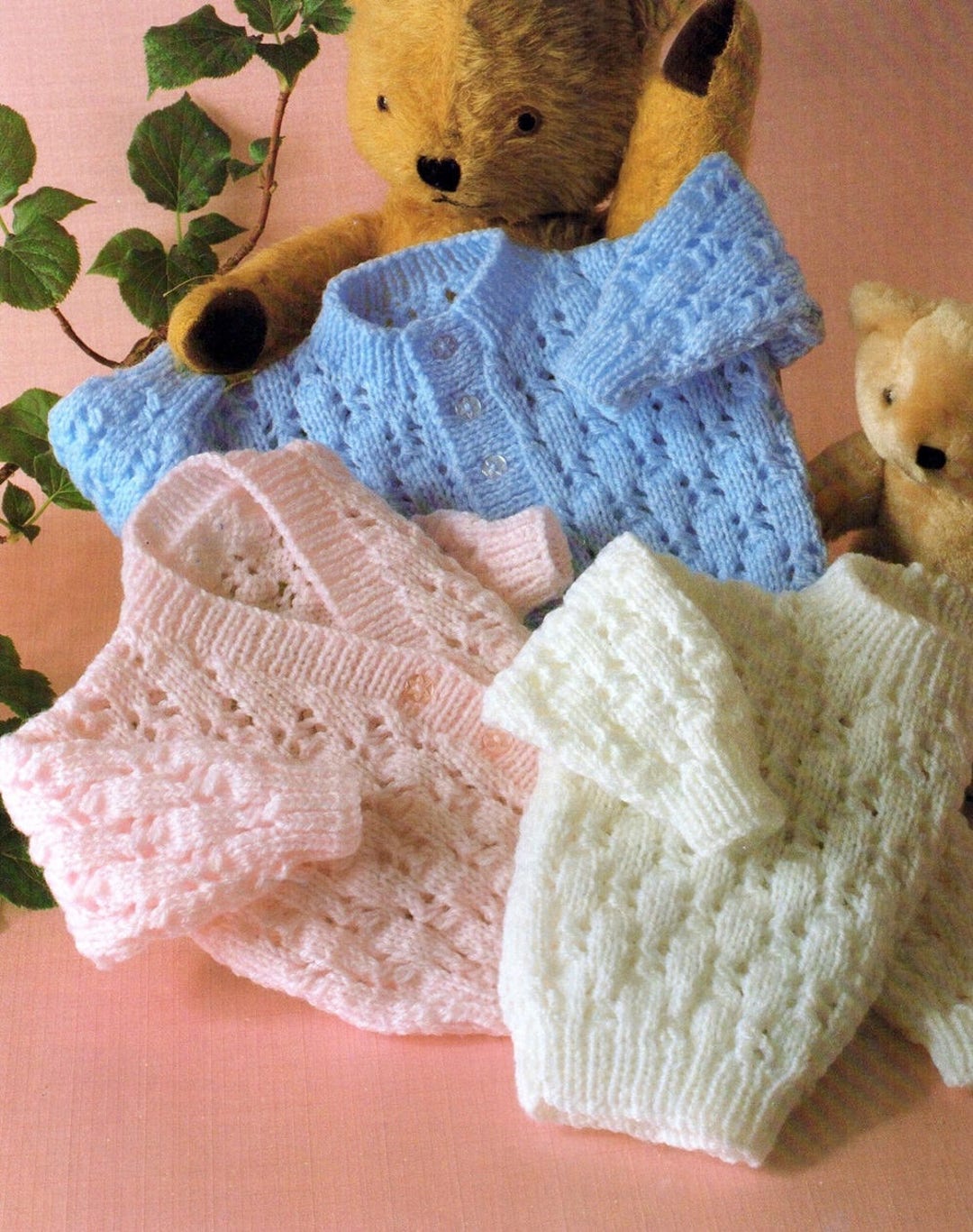 Baby Knitting Pattern Pdf Double Knit Cardigans and Sweater 16-22" - Etsy