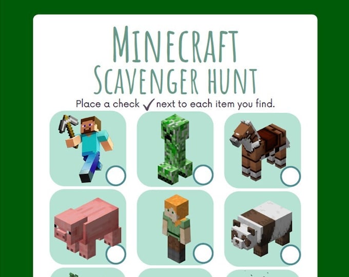 Minecraft Scavenger Hunt - Etsy